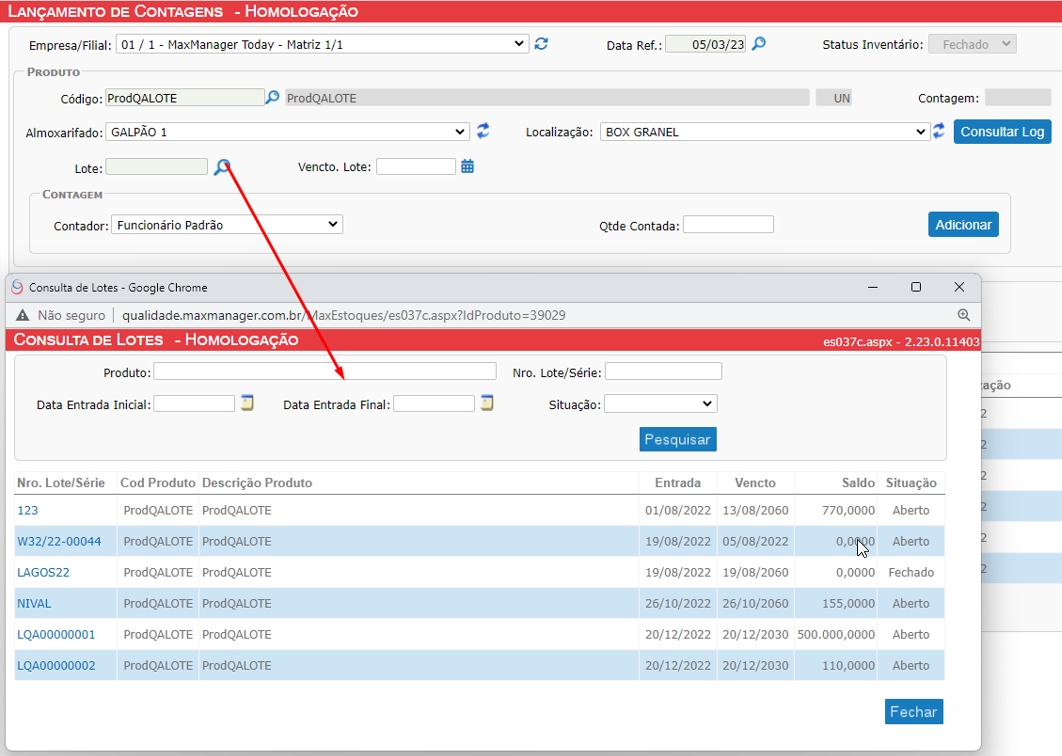 [DEV-6328] Alteração na forma de Selecionar número de Lote/Série ...